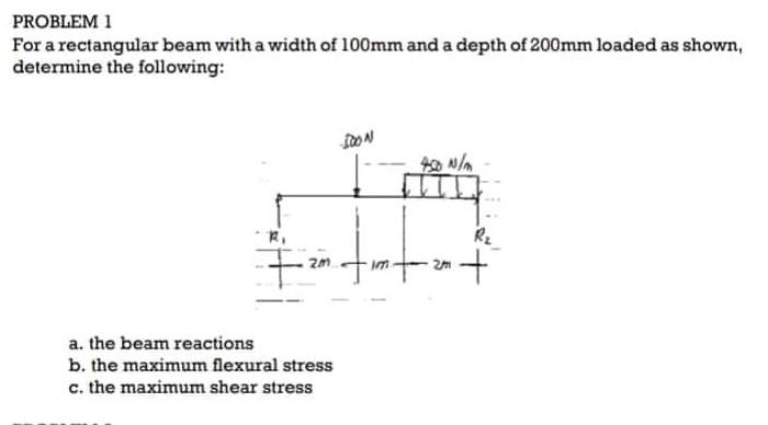 Solved PROBLEM 1 For a rectangular beam with a width of | Chegg.com