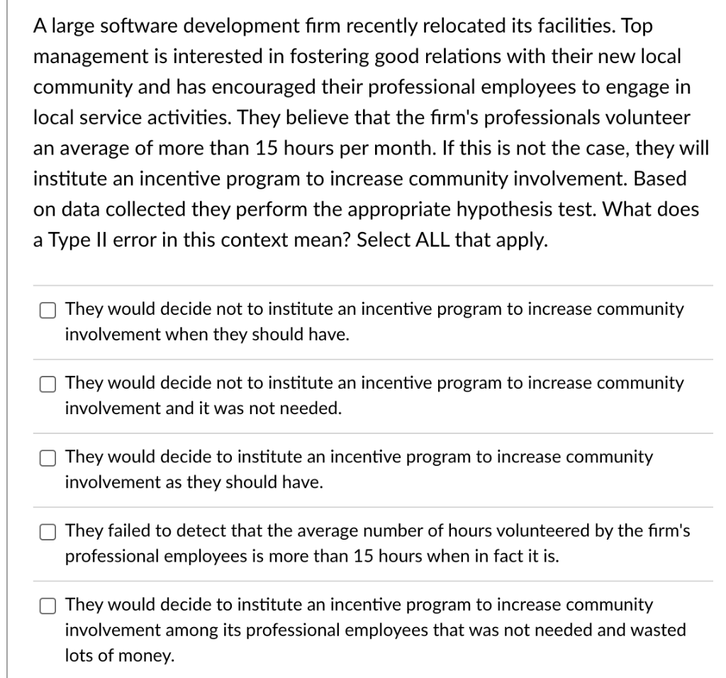 Solved A large software development firm recently relocated | Chegg.com