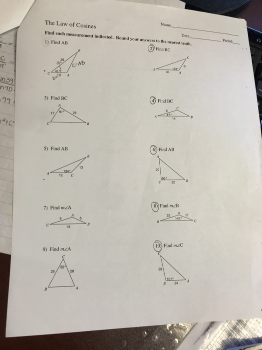 Solved The Law of Cosines Find each measurement indicated. | Chegg.com