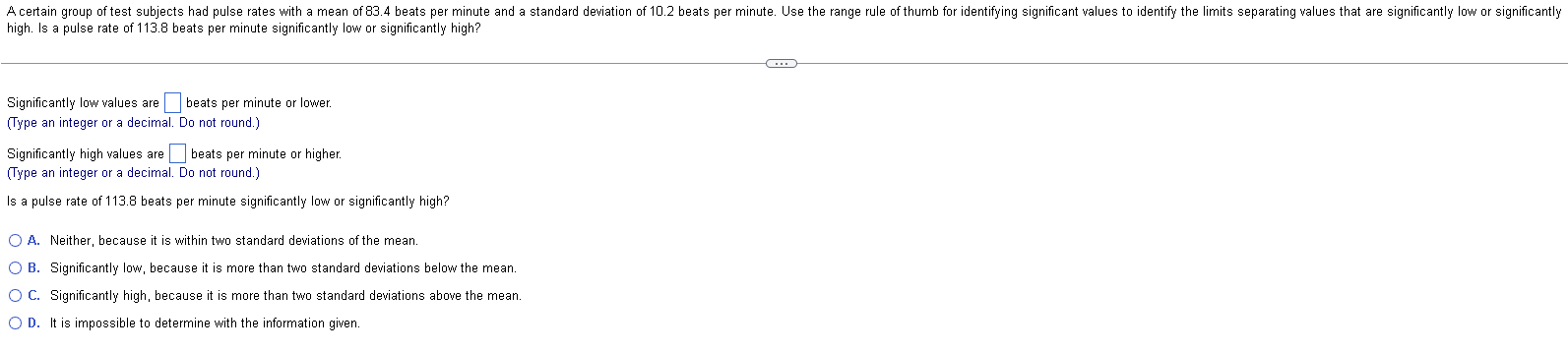 Solved high. Is a pulse rate of 113.8 beats per minute | Chegg.com