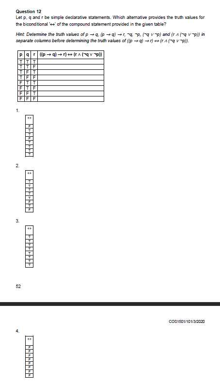 Solved Question 12 Let p. q and r be simple declarative | Chegg.com