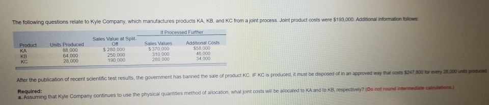 Solved The following questions relate to Kyle Company, which | Chegg.com