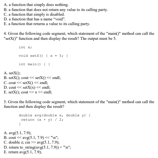 Solved 1. Given the following code, which is a user-defined | Chegg.com