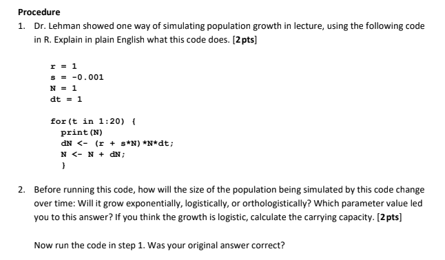 Solved Procedure 1. Dr. Lehman showed one way of simulating | Chegg.com