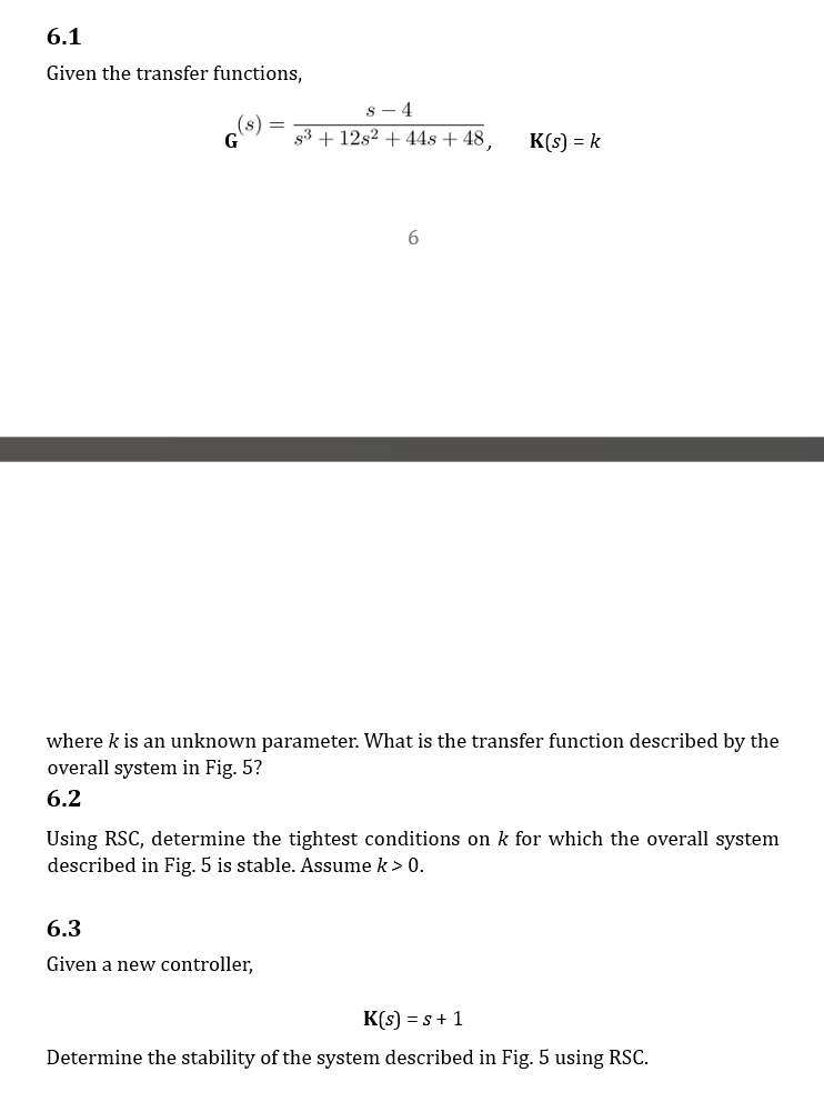 Solved 6.1Given the transfer | Chegg.com