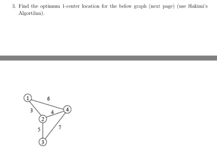 Solved 3. Find the optimum 1-center location for the below | Chegg.com