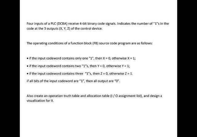 Solved Four inputs of a PLC (DCBA) receive 4-bit binary code | Chegg.com