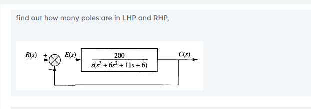 Solved find out how many poles are in LHP and RHP, R(s) E(s) | Chegg.com