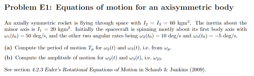 Solved Problem E1: Equations of motion for an axisymmetric | Chegg.com