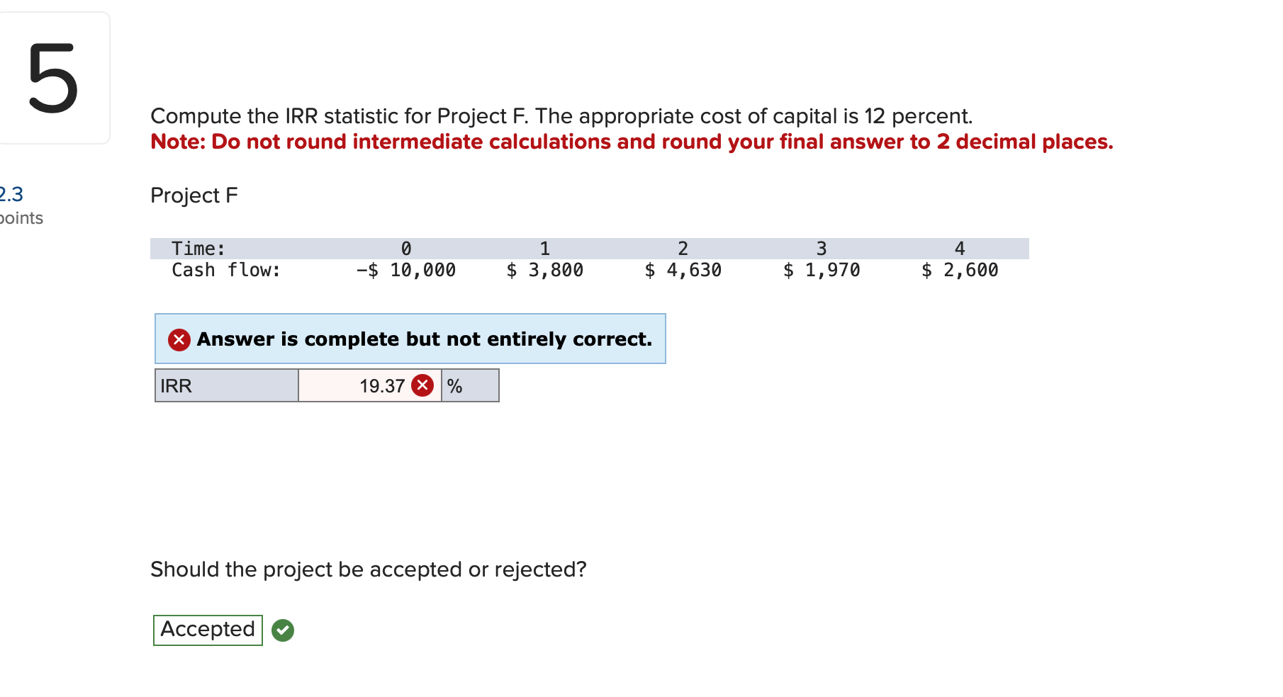 Solved Compute the IRR statistic for Project F. The | Chegg.com