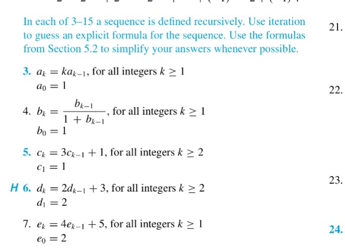 Solved In Each Of 3 15 A Sequence Is Defined Recursively