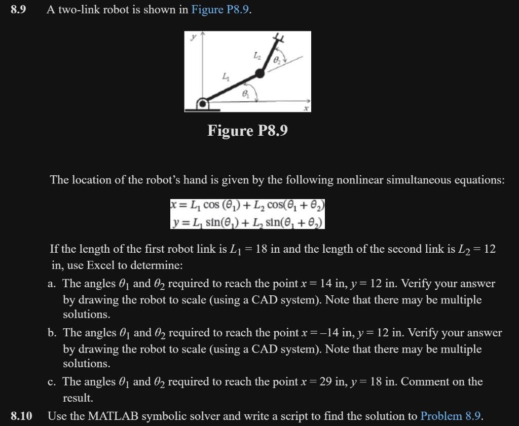 Solved SOLVE 8.10 using the 8.9 equations for part a b and | Chegg.com