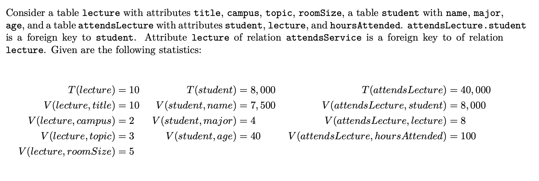 Consider a table lecture with attributes title, | Chegg.com