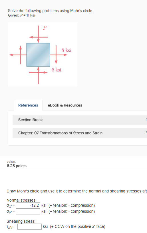 Solved Solve the following problems using Mohr's circle | Chegg.com