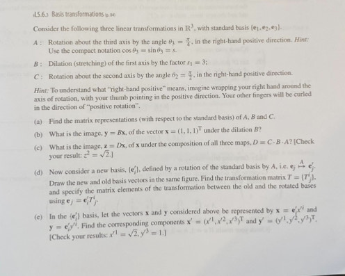 Solved 15.6.3 Basis transformations b. pe Consider the | Chegg.com