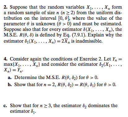 Solved 2. Suppose that the random variables X1, ..., X, form | Chegg.com