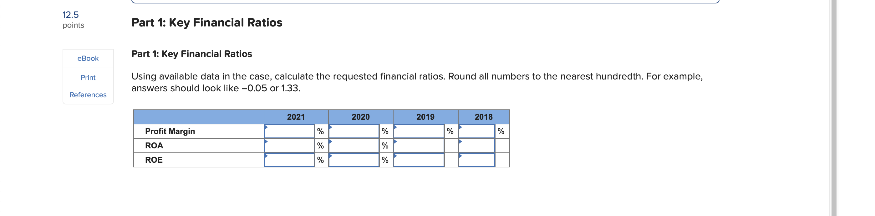 Part 1: Key Financial Ratios Part 1: Key Financial | Chegg.com
