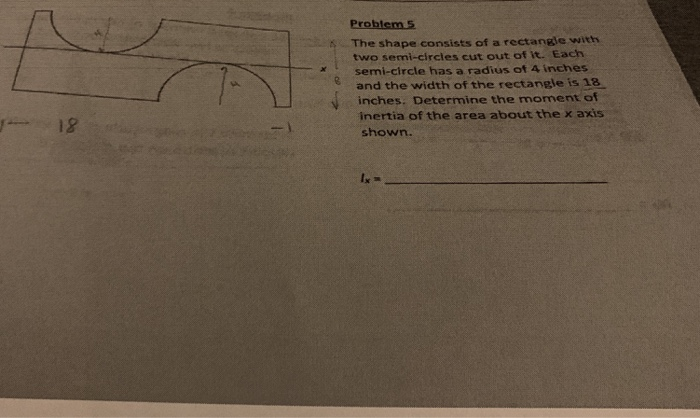 Solved Rectangle with two semi-circle. The width is 18in & | Chegg.com