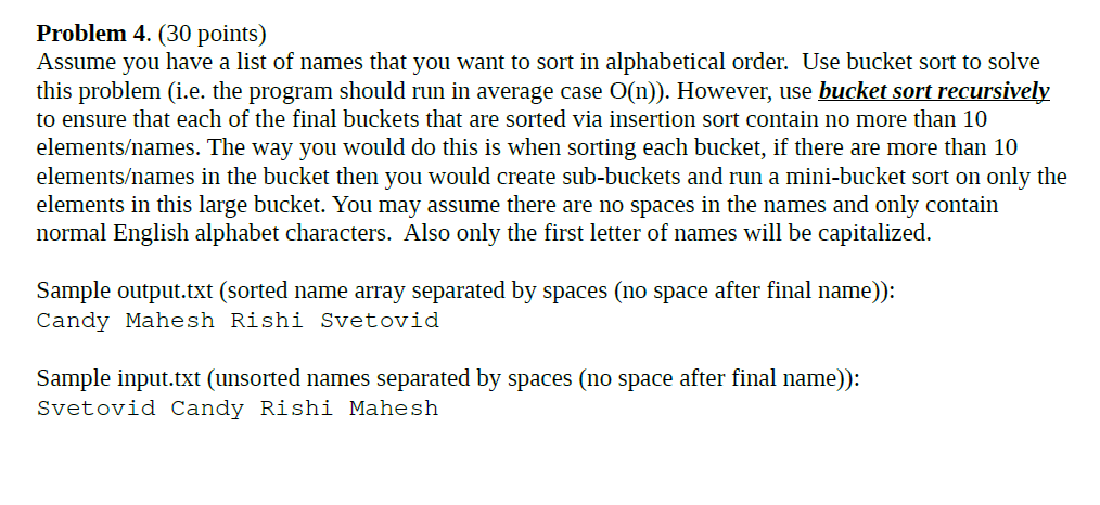 Solved Problem 4. (30 points) Assume you have a list of | Chegg.com