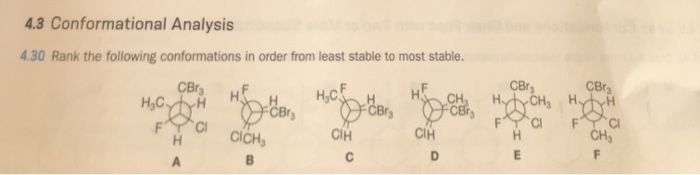 Solved 4.3 Conformational Analysis 4.30 Rank the following | Chegg.com