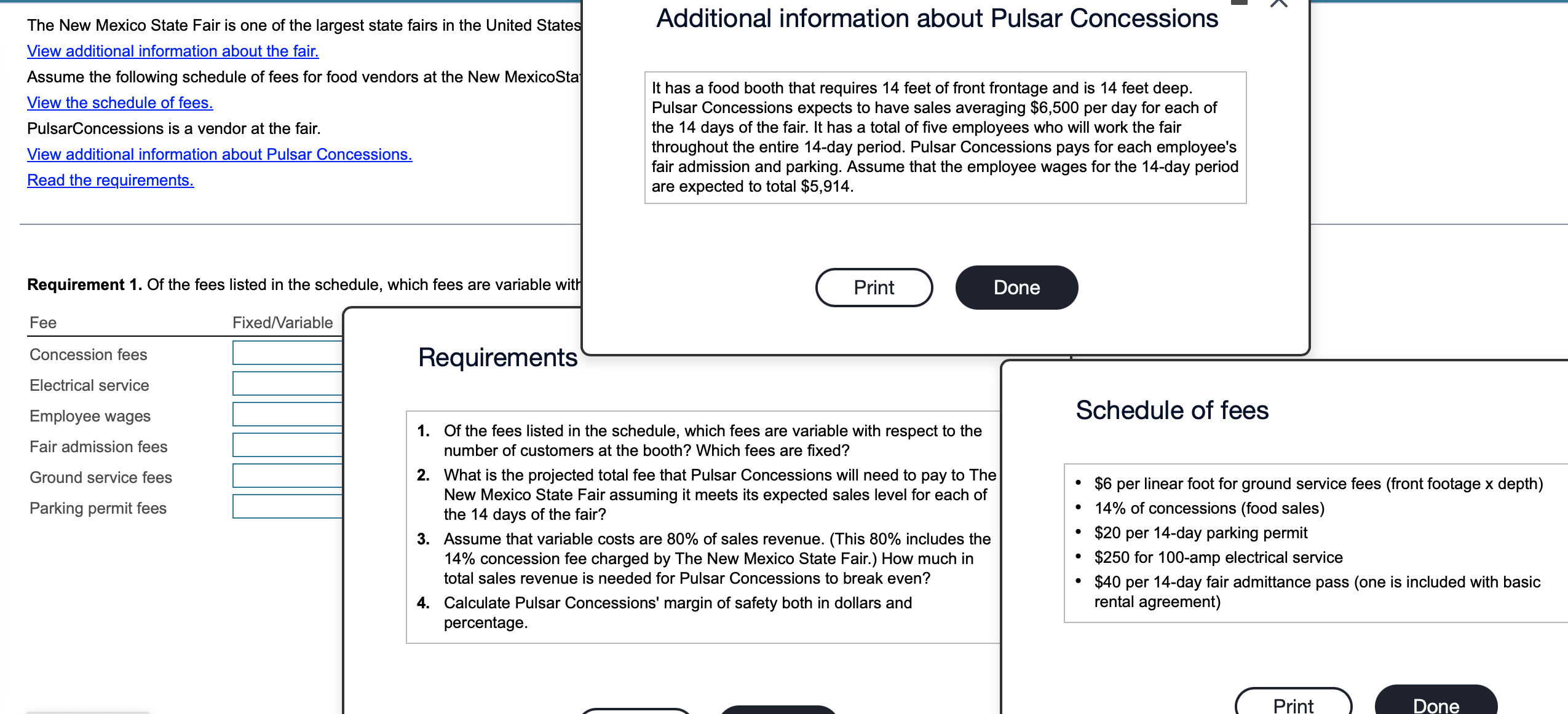 Solved RequirementsOf the fees listed in the schedule, which | Chegg.com