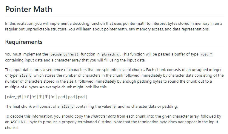 Pointer Math In this recitation, you will implement a | Chegg.com