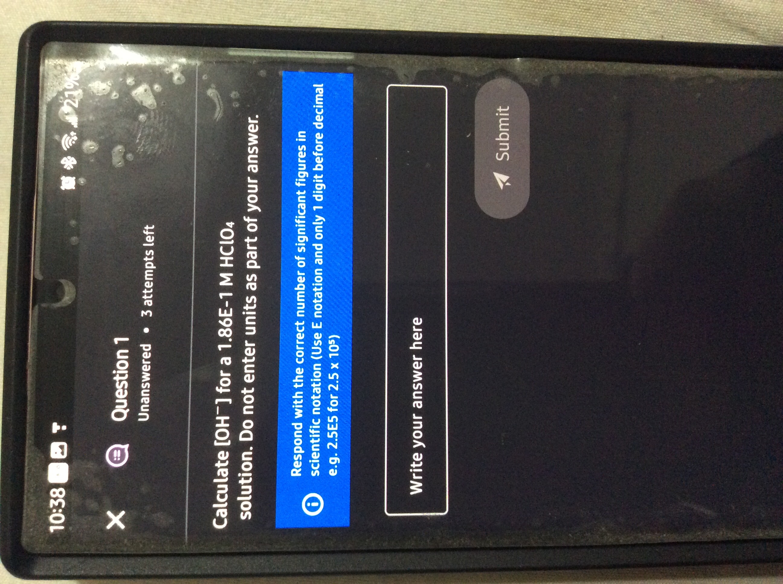 Solved 10:38 Question 1 Unanswered ⋅3 attempts left | Chegg.com