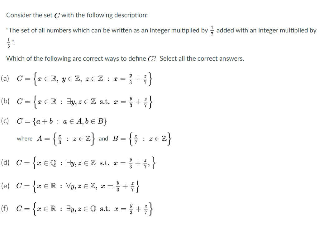 Solved Consider the set C with the following description: | Chegg.com