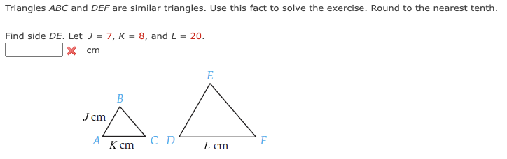 Solved Triangles ABC and DEF are similar triangles. Use this | Chegg.com