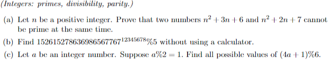 Solved (Integers: primes, divisibility, parity.) (a) Let n | Chegg.com