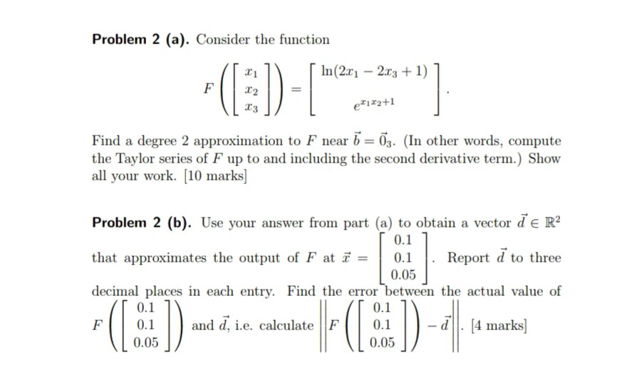 Solved Problem 2 (a). Consider the function T1 In(2r1 - 2r3 | Chegg.com