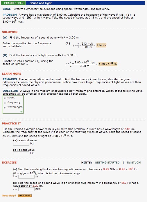 Solved EXAMPLE 13.9 Sound and Light GOAL Perform elementary | Chegg.com