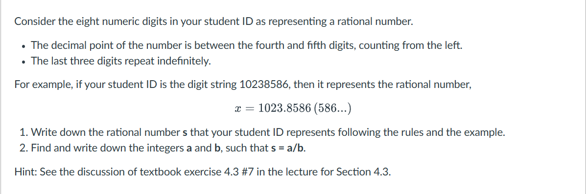 Solved Consider the eight numeric digits in your student ID | Chegg.com