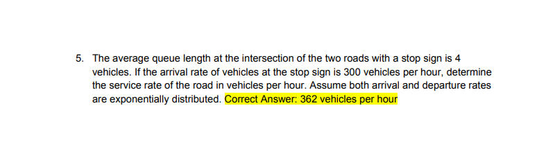 Solved 5. The average queue length at the intersection of | Chegg.com