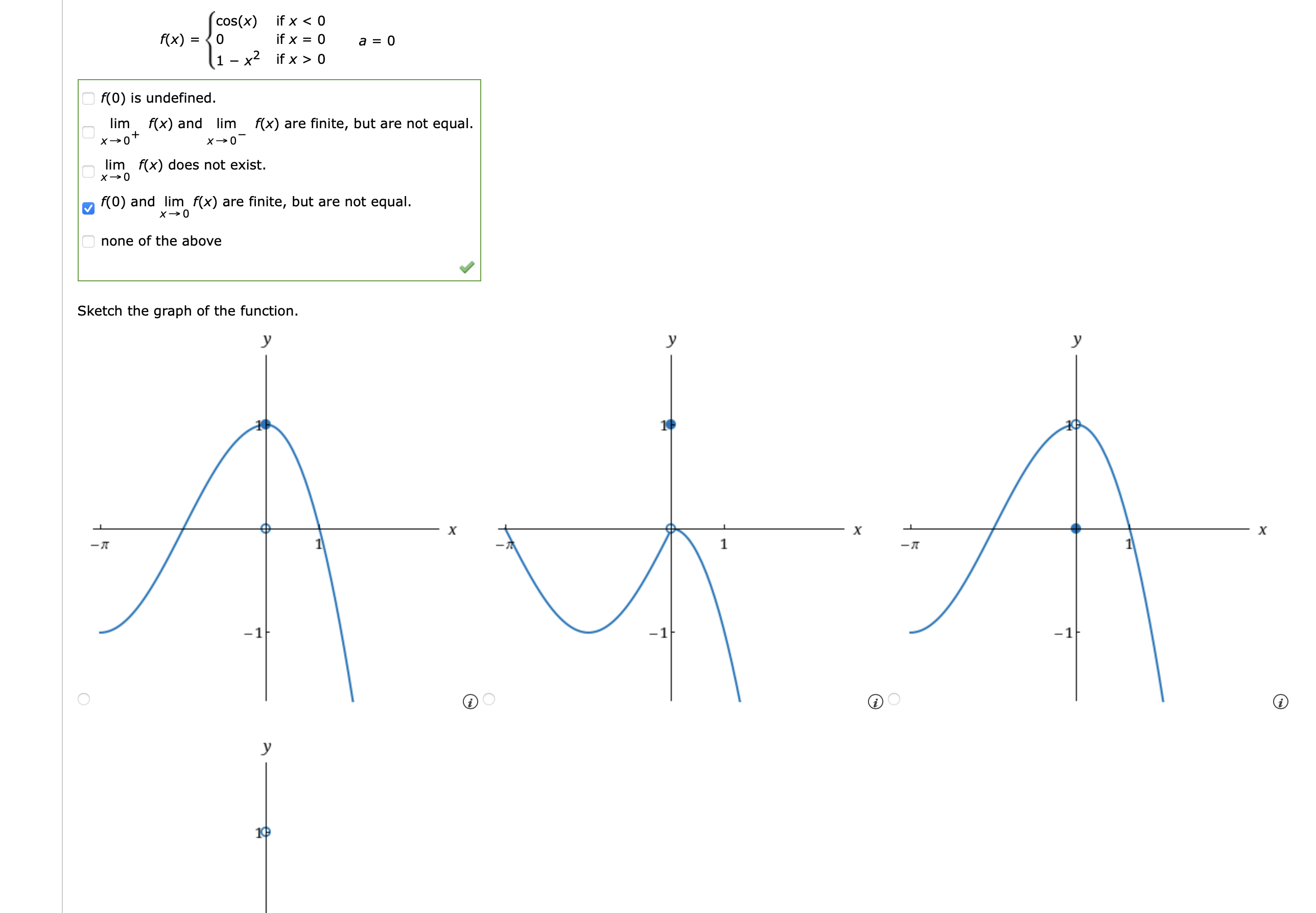 Solved f(x)={cos(x) if x 0a=0f(0) ﻿is | Chegg.com