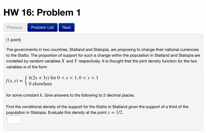 Solved HW 16: Problem 1 Previous Problem ListNext 1 point) | Chegg.com