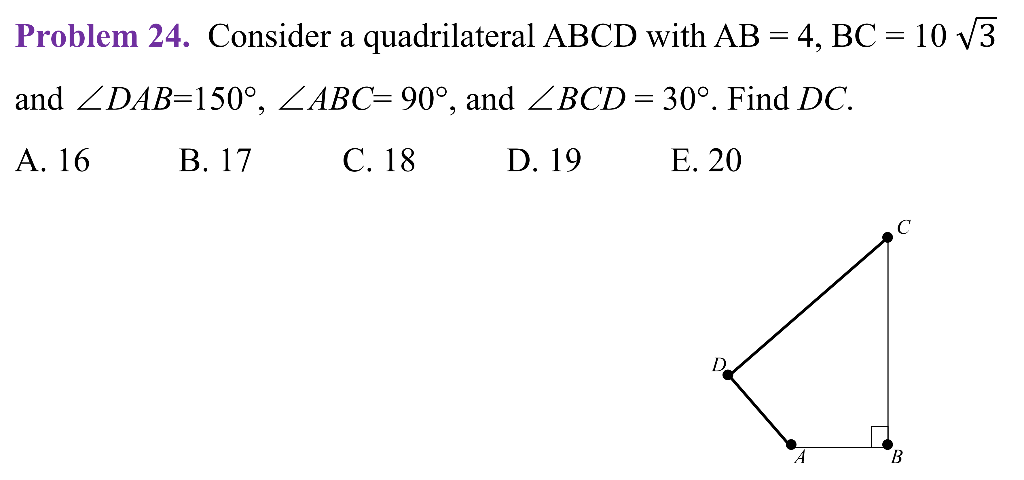 Solved Problem 24. Consider a quadrilateral ABCD with AB = | Chegg.com