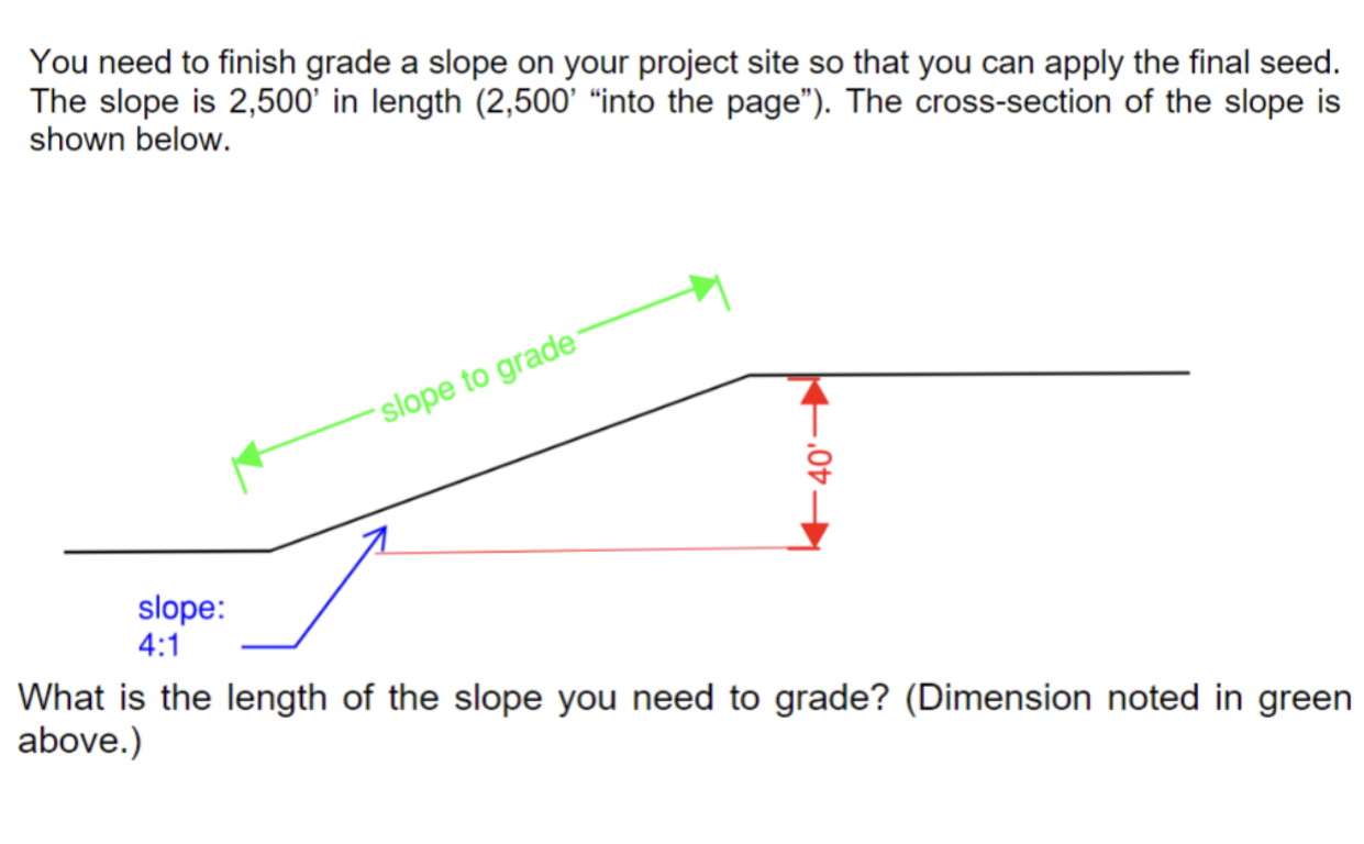 Solved You need to finish grade a slope on your project site | Chegg.com