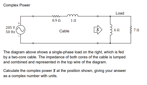 Complex Power The diagram above shows a single-phase | Chegg.com