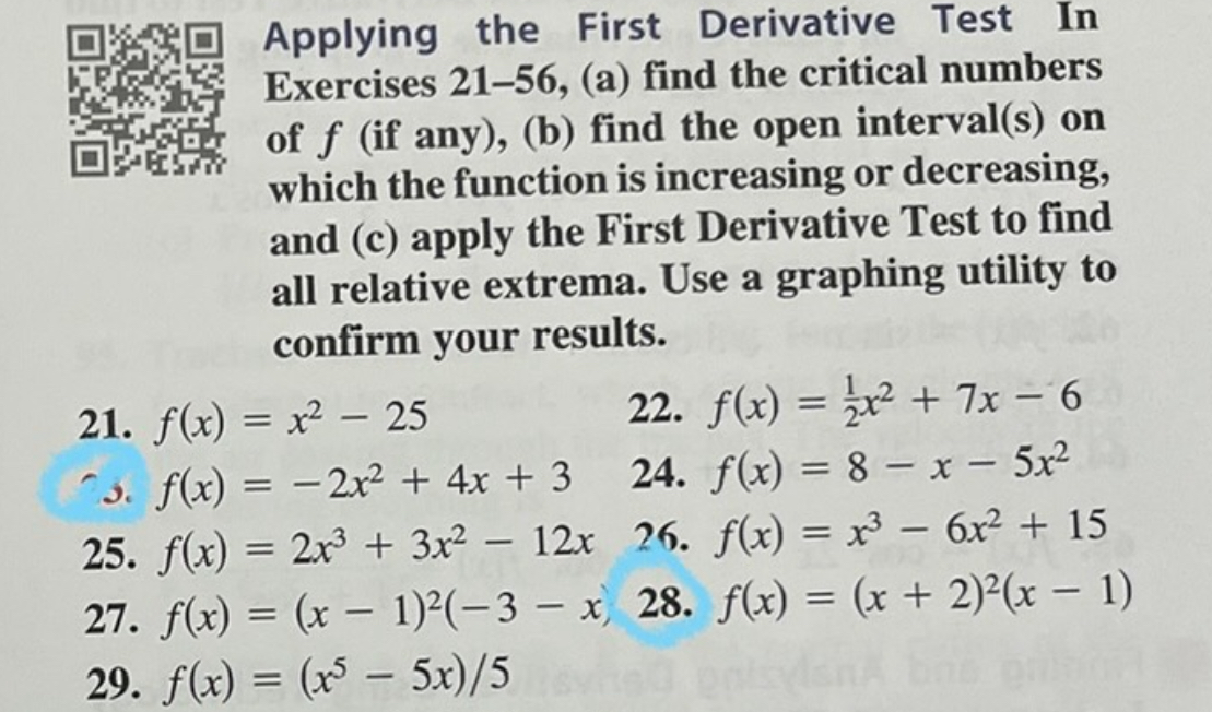Solved Applying the First Derivative Test In Exercises | Chegg.com