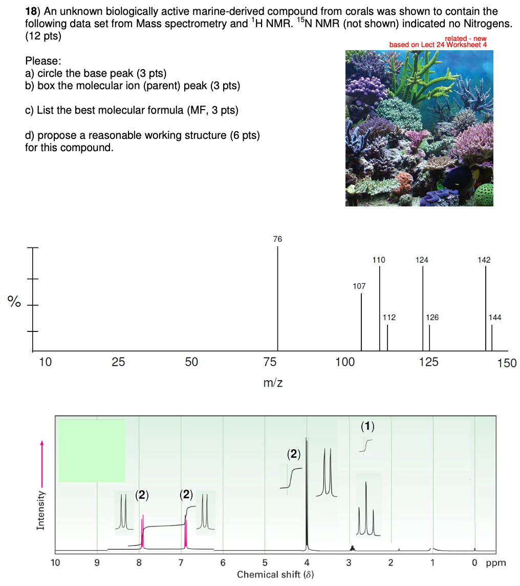 Solved An unknown biologically active marine-derived | Chegg.com