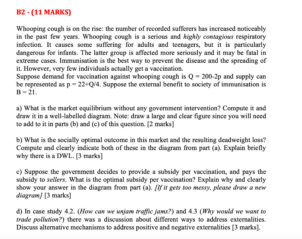 B2 - (11 MARKS) Whooping cough is on the rise: the | Chegg.com