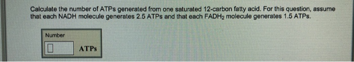 Solved Calculate the number of ATPs generated from one | Chegg.com