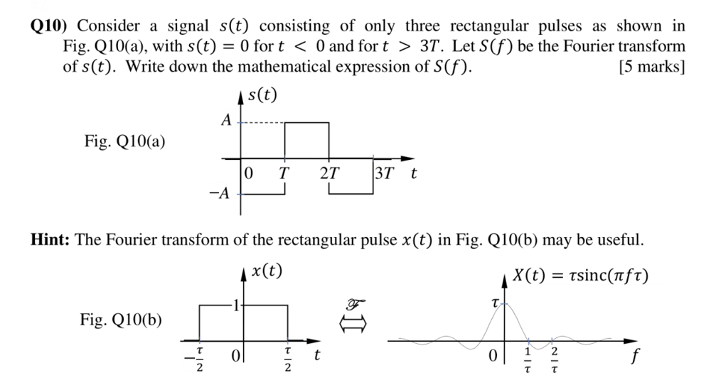 Solved Q10) Consider a signal s(t) consisting of only three | Chegg.com