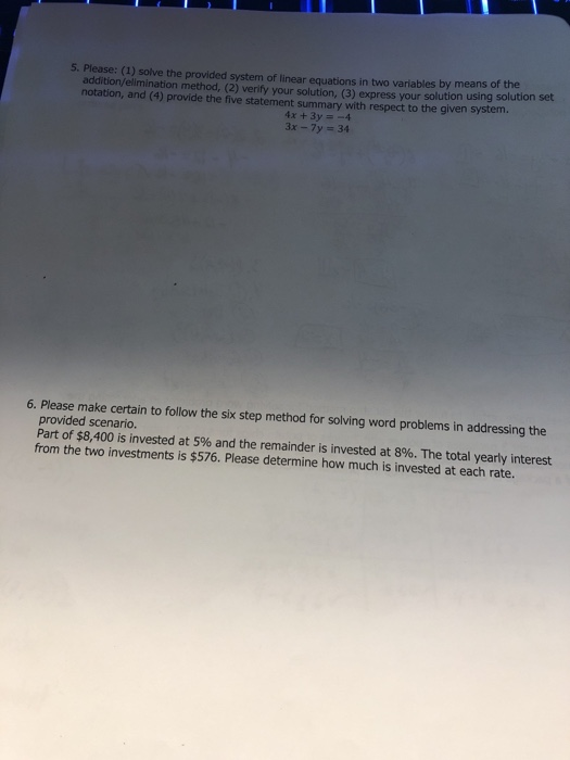 Solved 5. Please: (1) solve the provided system of linear | Chegg.com