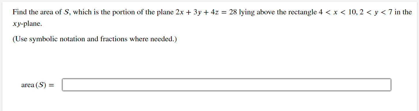 Solved Q11 ﻿Find the area of S, ﻿which is the portion of the | Chegg.com