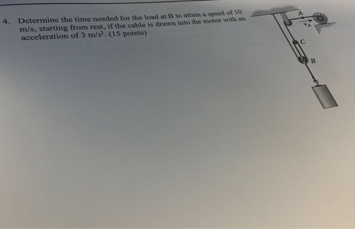 Solved 4. Determine the time needed for the load at B to | Chegg.com