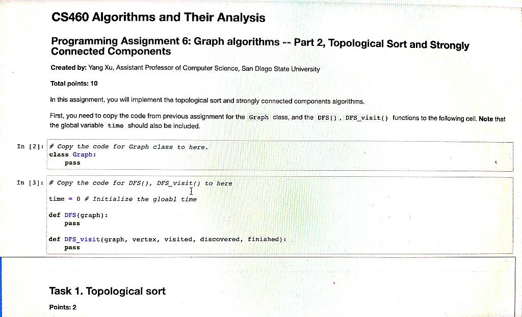 Solved Need to Implement Topological sort and Strongly | Chegg.com