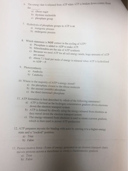 Solved 1. The letters ATP stand for a) a structure within a | Chegg.com