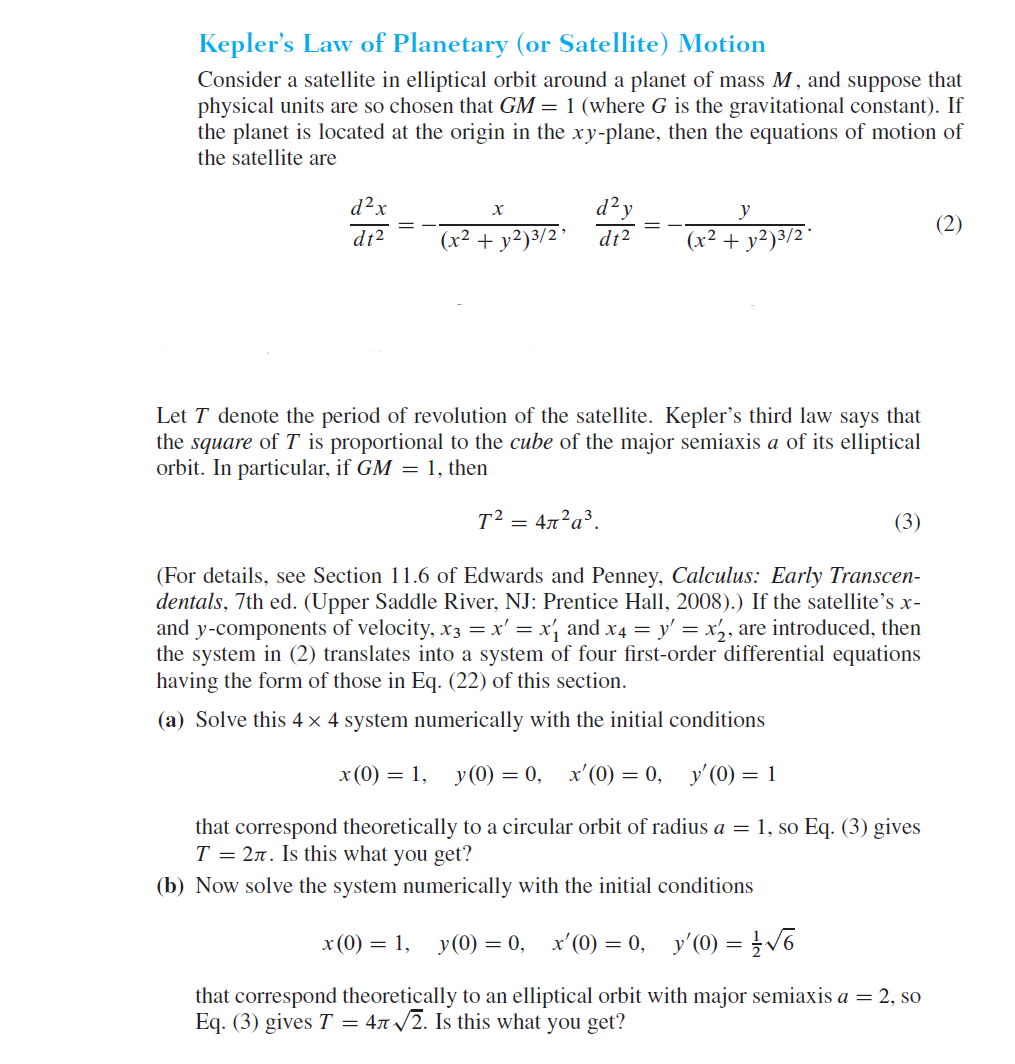 Kepler's Law of Planetary (or Satellite) Motion | Chegg.com